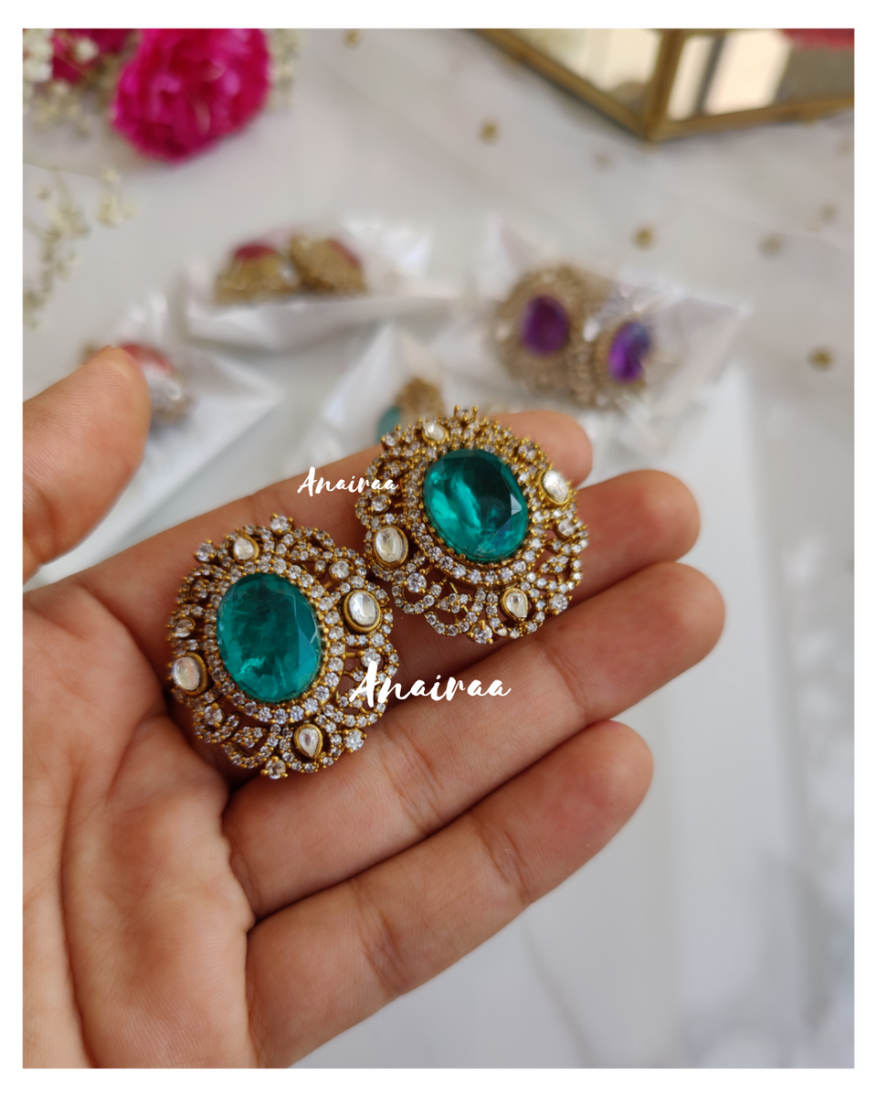 Teal Victorian studs – anairaa