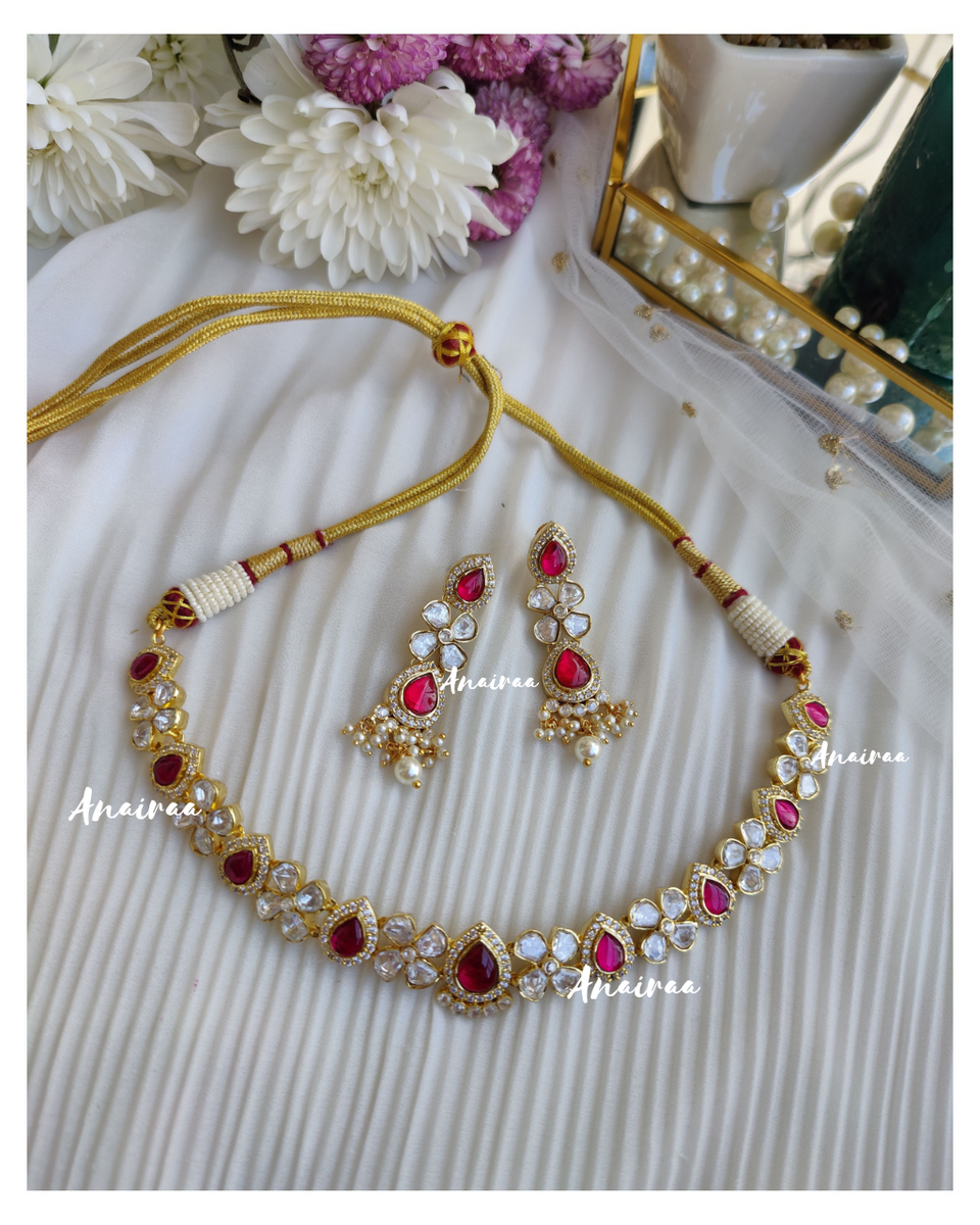 Ruby polki necklace set – anairaa