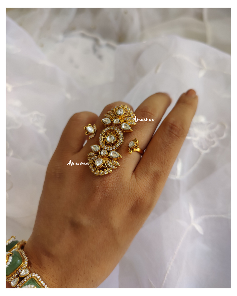 Tanshu Polki ring double finger – anairaa