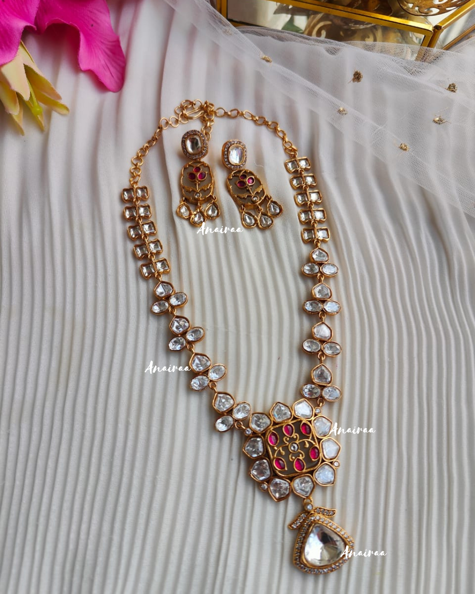 Ruby long kadi kundan set – anairaa