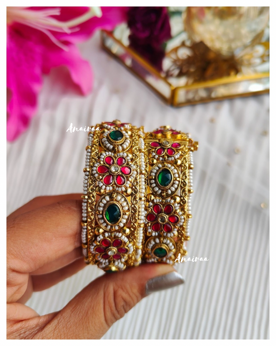 Paachi kundan antique openable bangles – anairaa