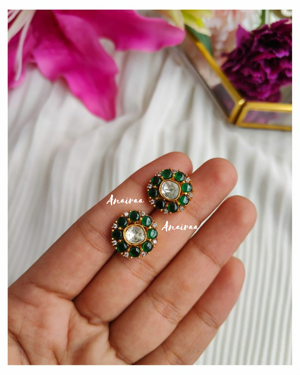 Emerald polki studs – anairaa