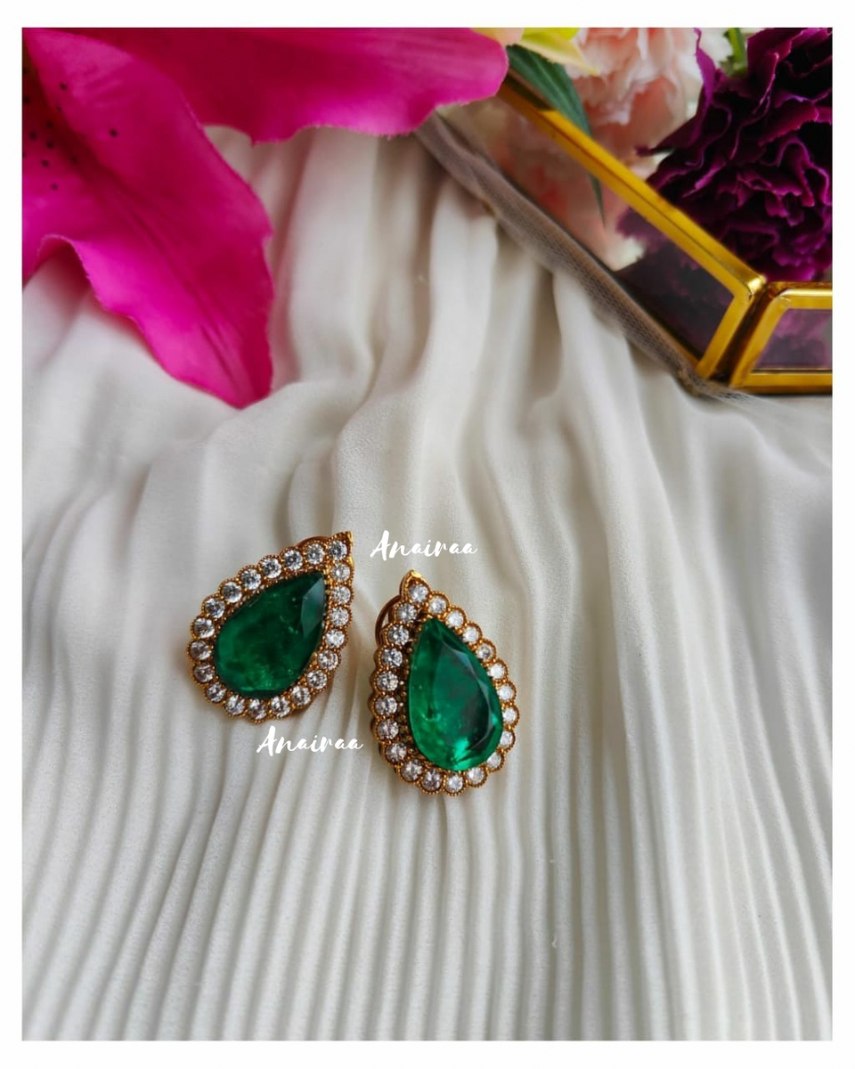 Polki doublet emerald studs – anairaa