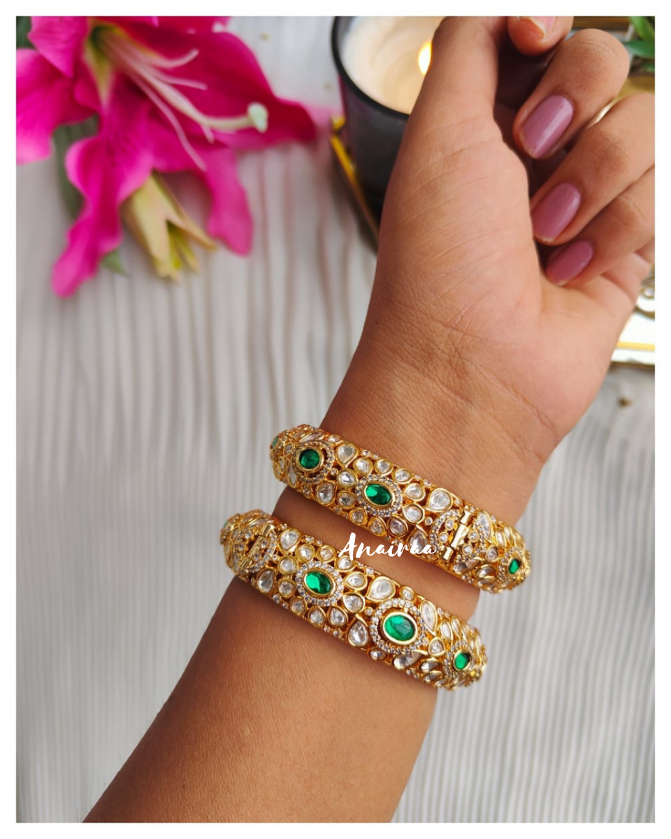Polki victorian green bangles – anairaa