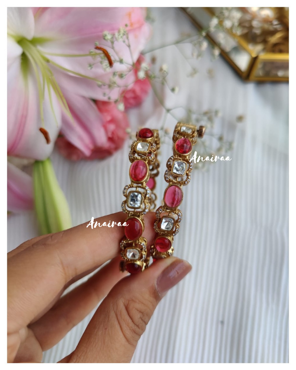 Polki ruby openable bangles – anairaa