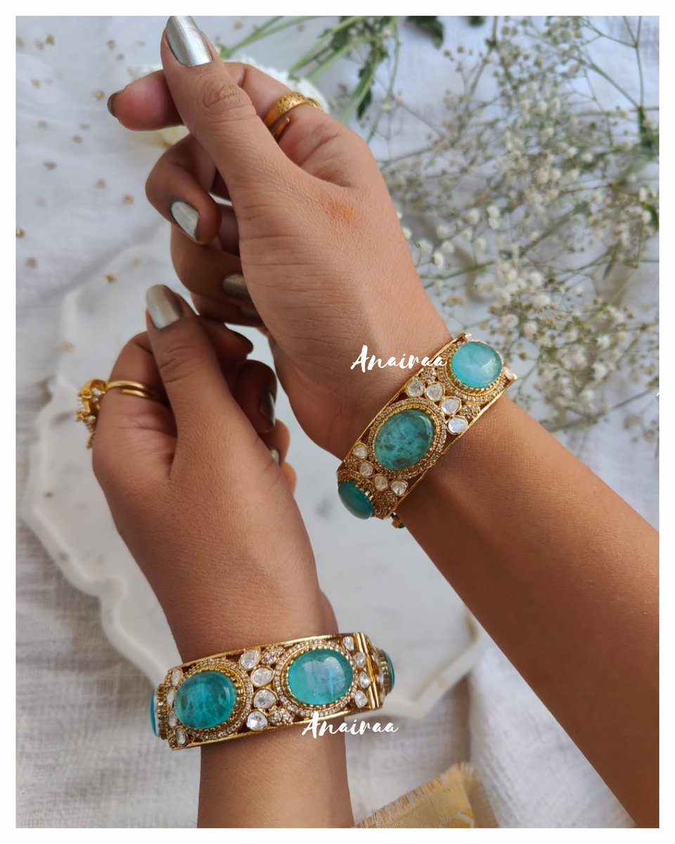 Teal doublet Victorian bangles – anairaa
