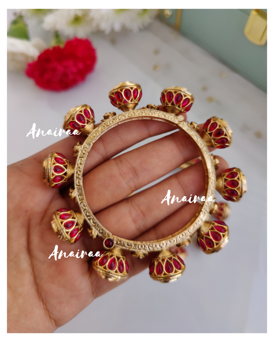 Ruby Polki pacheli openable bangles – anairaa