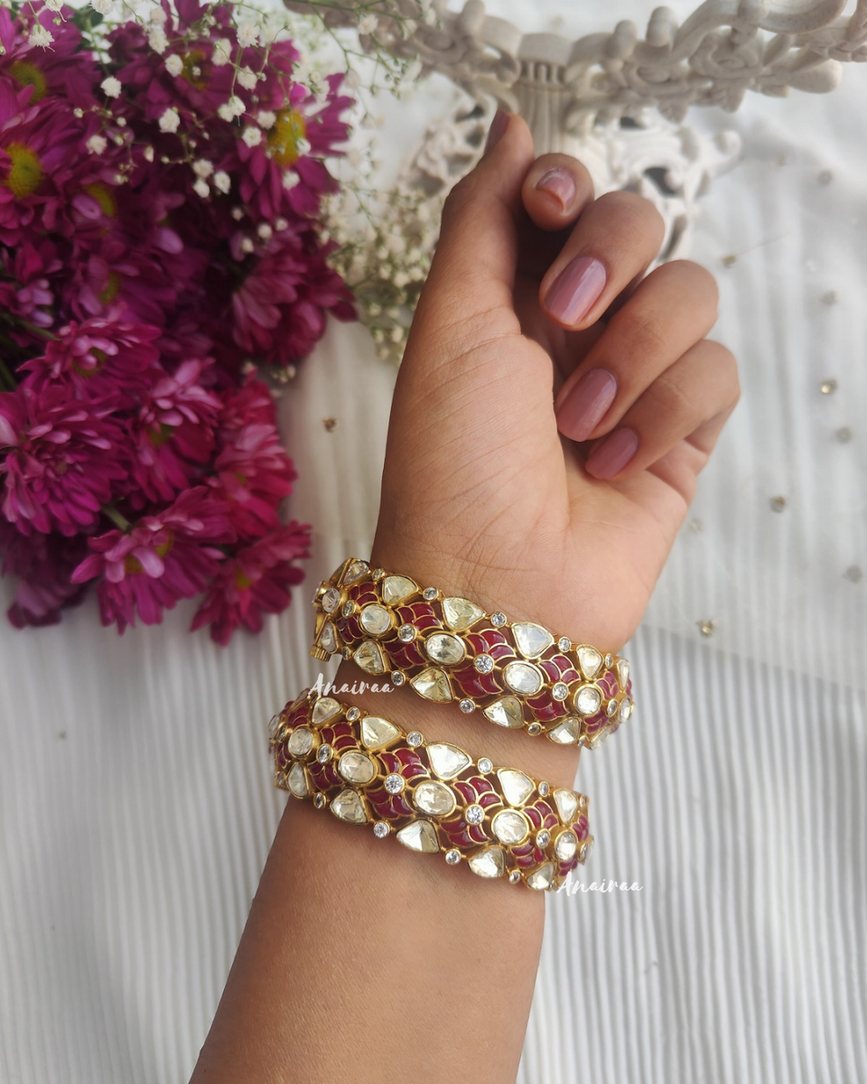Moissanite ruby openable bangles – anairaa