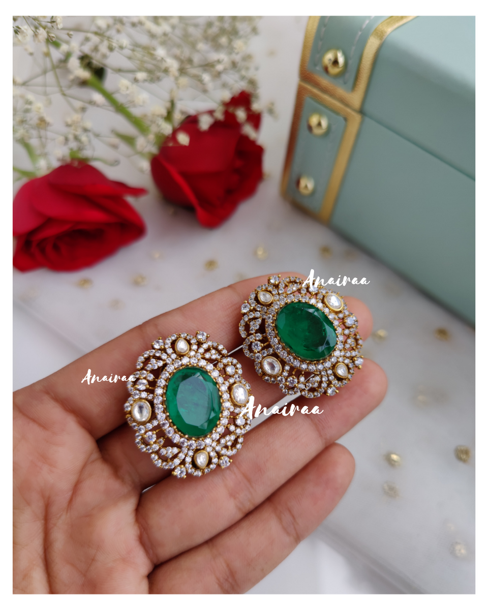 Doublet emerald Victorian studs – anairaa
