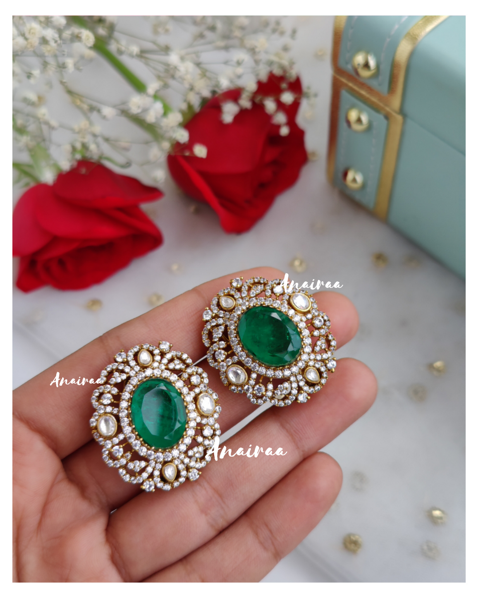 Doublet emerald Victorian studs – anairaa