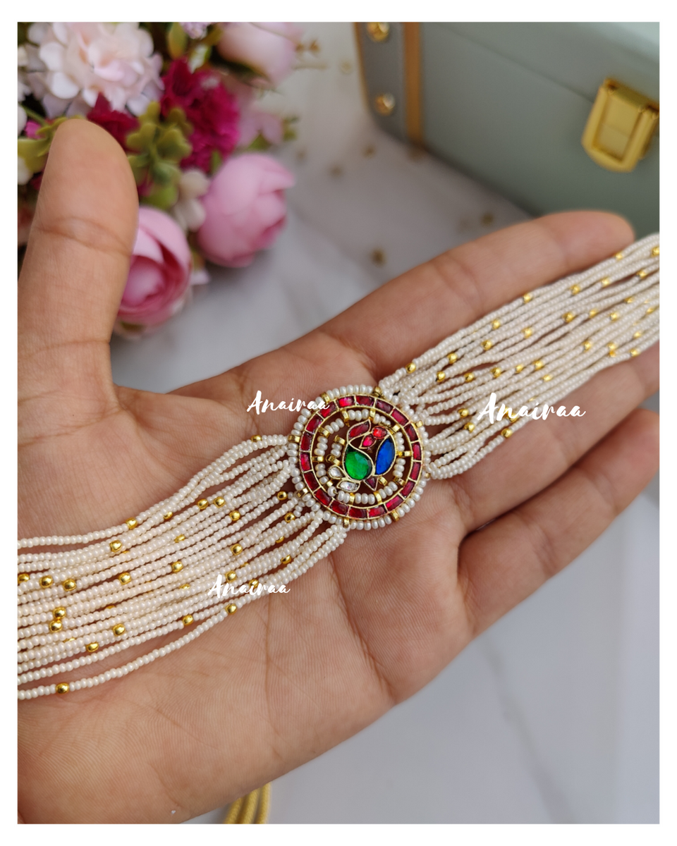 Paachi Kundan choker set with Jhumkas – anairaa